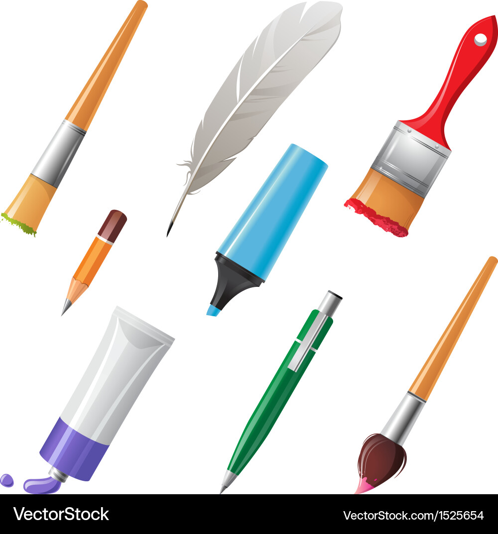 Schreibwerkzeuge Set Lizenzfreies Vektorbild
