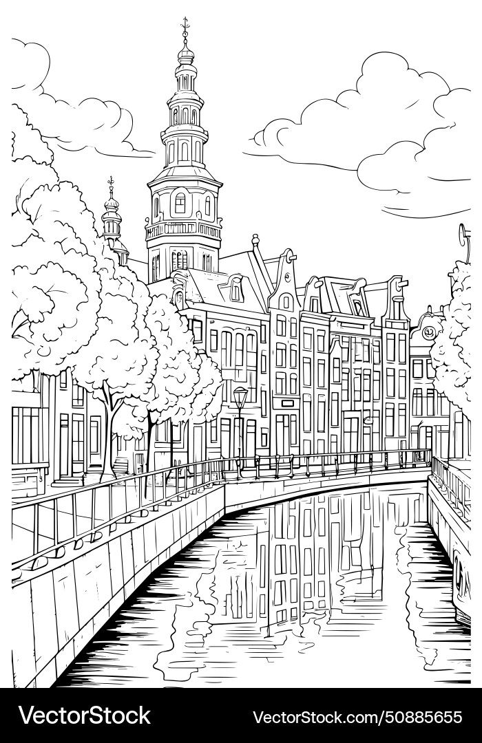 Amsterdam coloring page Royalty Free Vector Image