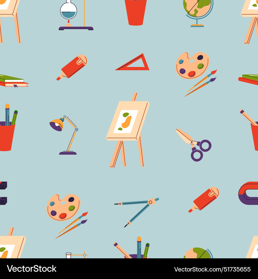 Art supplies seamless pattern Royalty Free Vector Image Art supplies seamless pattern Royalty Free Vector Image