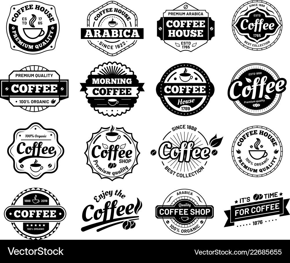 Coffee badges cafe logo stamp sticker restaurant Vector Image
