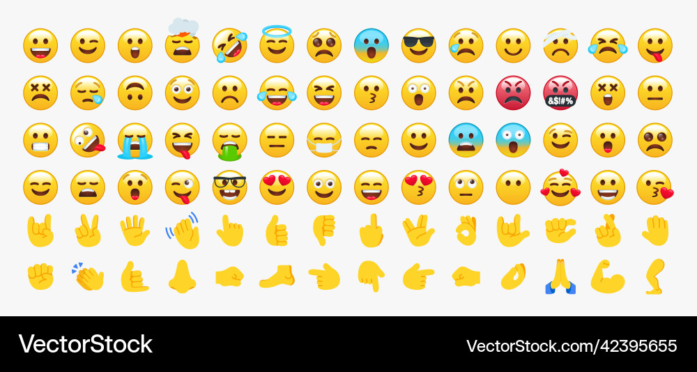 Emoji set isolated icon all hand emoticons Vector Image