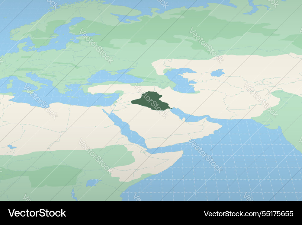 Iraq highlighted on a detailed map geographic Vector Image