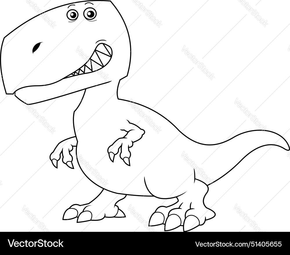 Outlined cartoon t-rex dinosaur Royalty Free Vector Image