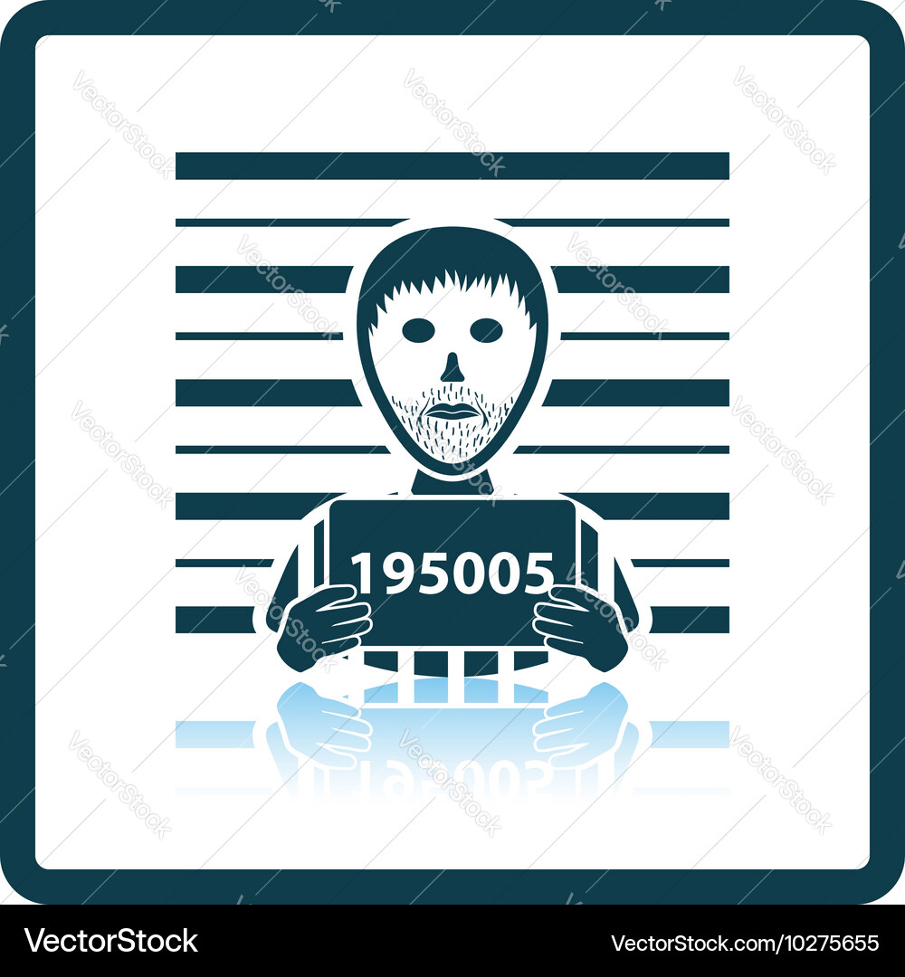 Prisoner in front of wall with scale icon Vector Image