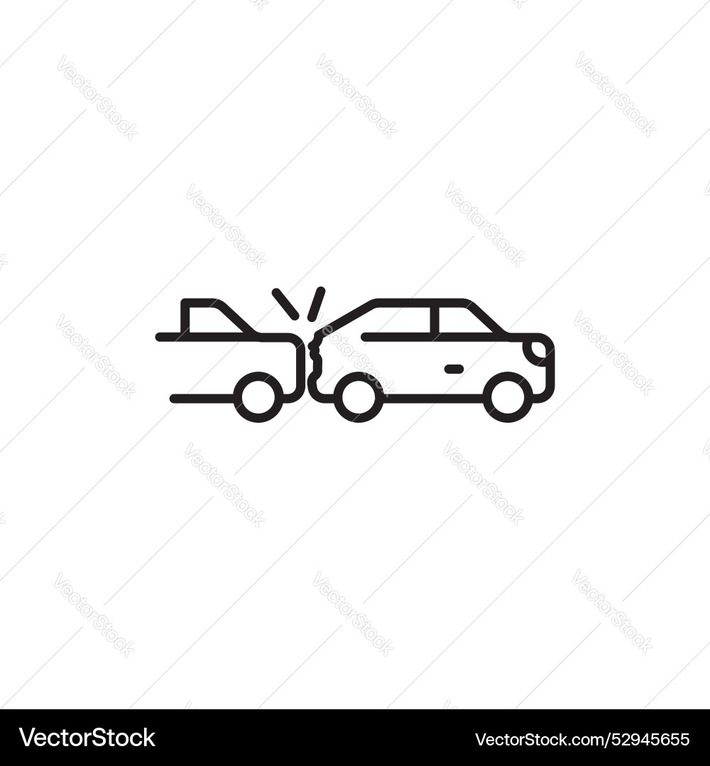 Rear end collision line icon isolated on white Vector Image
