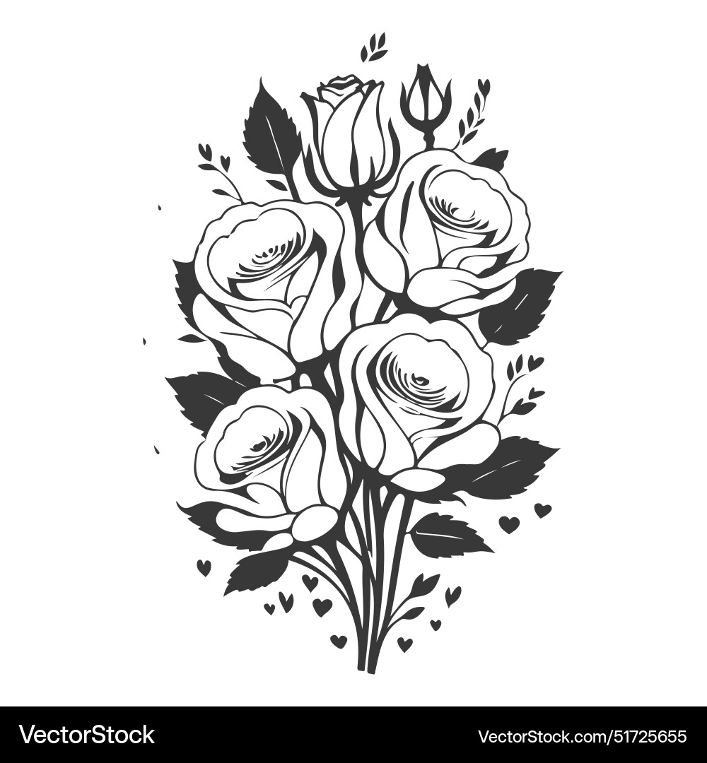 Roses flower valentine grey Royalty Free Vector Image