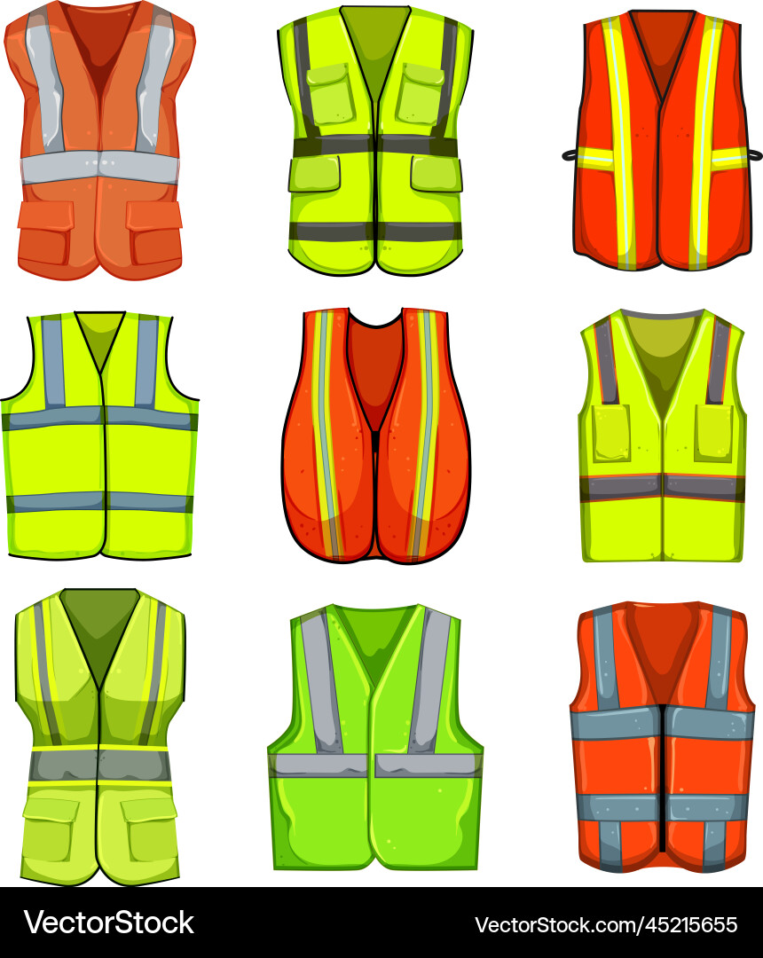 Safe vest set cartoon Royalty Free Vector Image