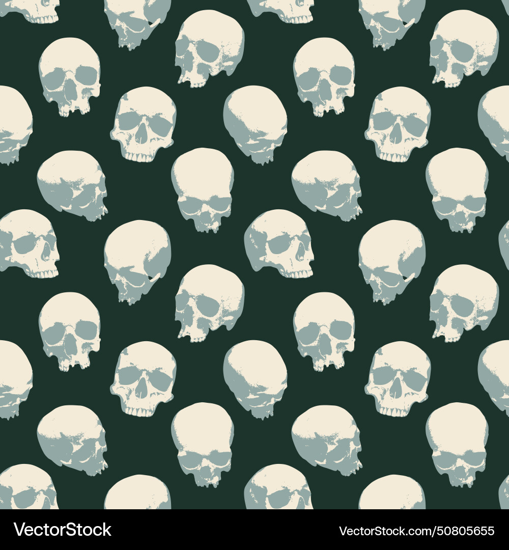 Seamless pattern with human skulls Royalty Free Vector Image