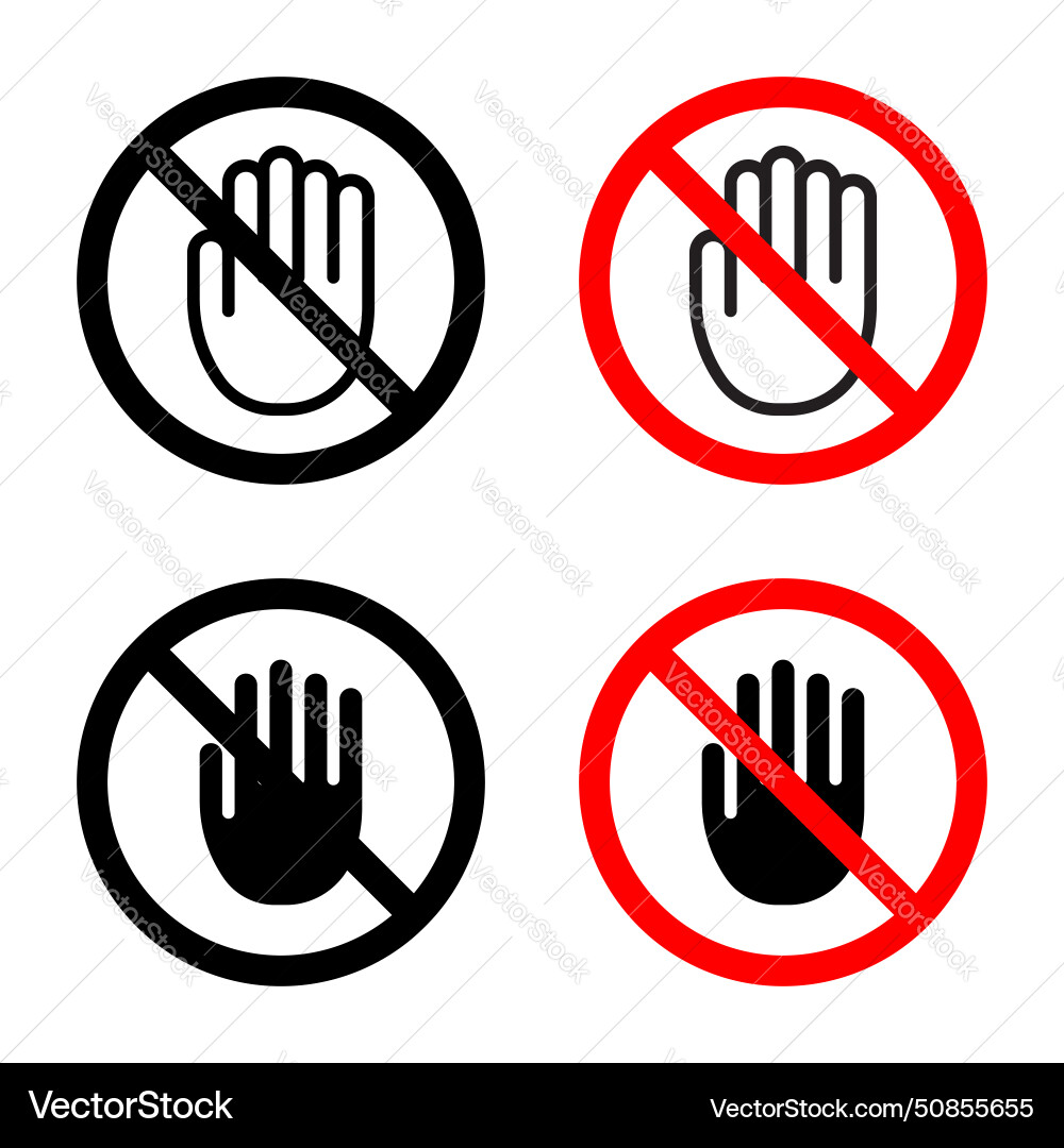 Stop sign icon set illegal entry and red ban stop Vector Image