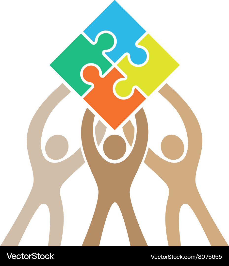 Teamwork puzzle logo Royalty Free Vector Image