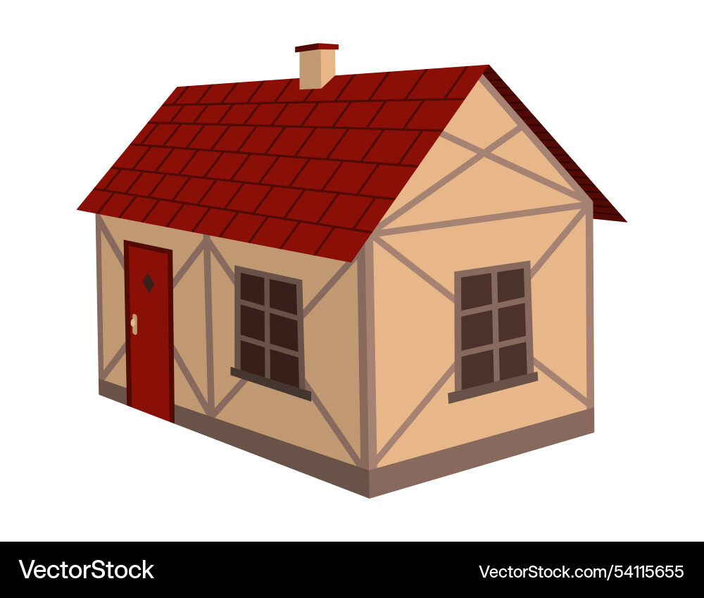 Traditional building icon authentic cartoon rural Vector Image