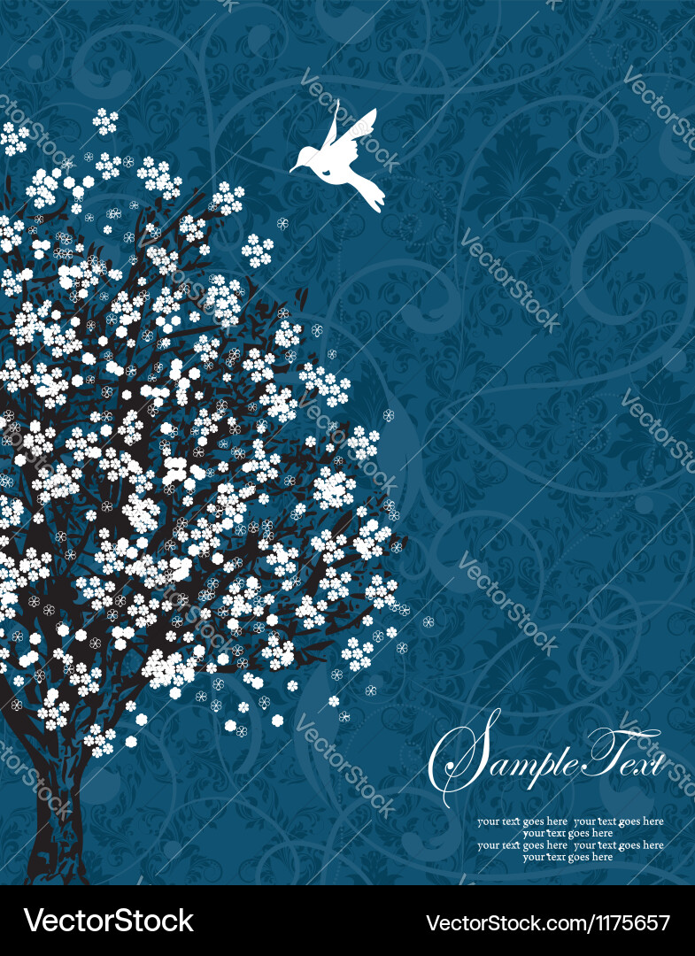 Blue tree silhouette Royalty Free Vector Image