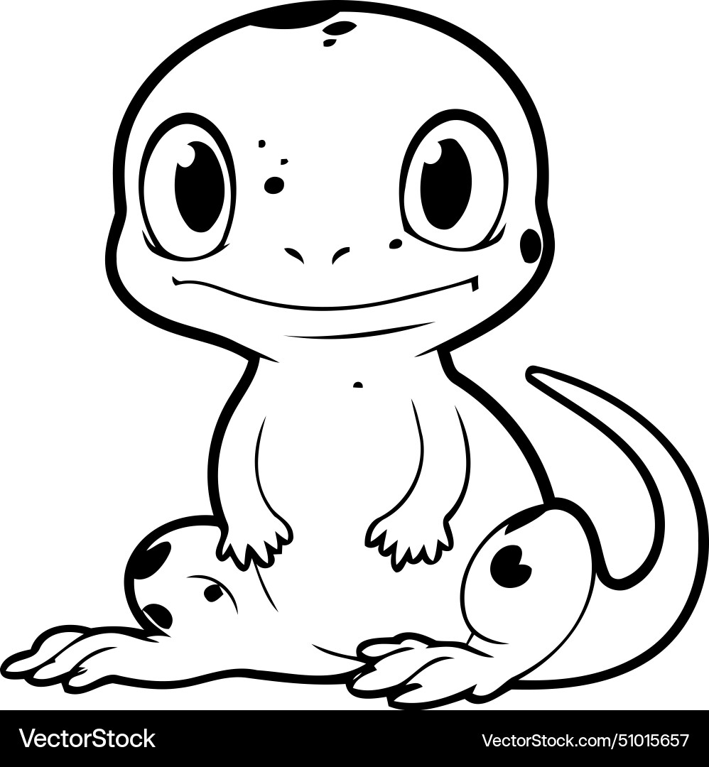 Cute little lizard on white background in cartoon Vector Image