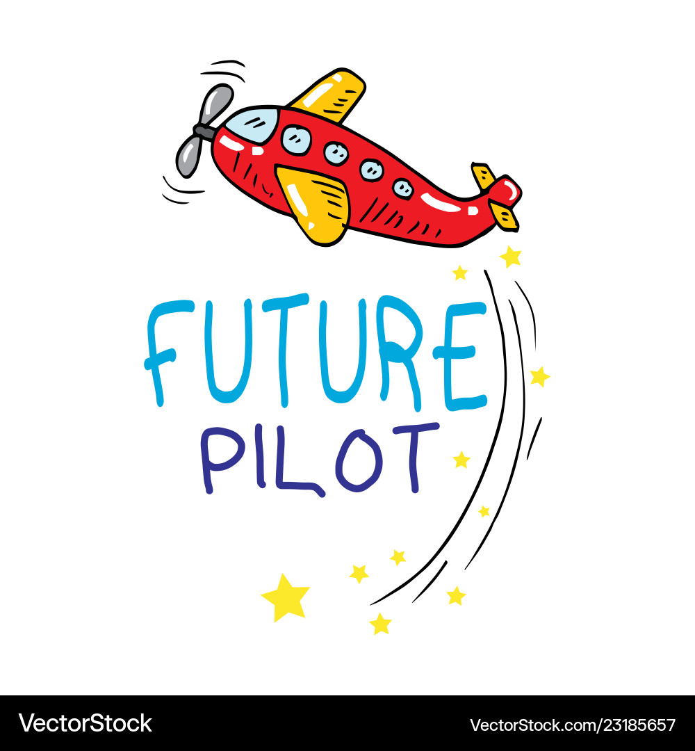Cute Pilot Airplane Text Royalty Free Vector Image