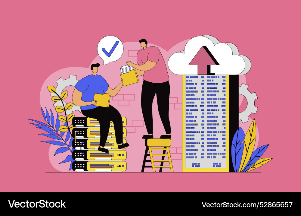 Data center technology concept with modern flat Vector Image
