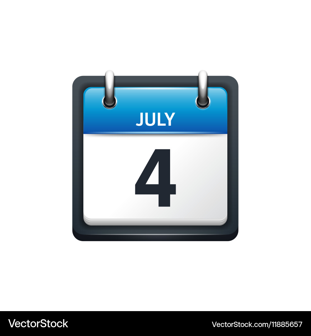 July 4 calendar icon flat Royalty Free Vector Image