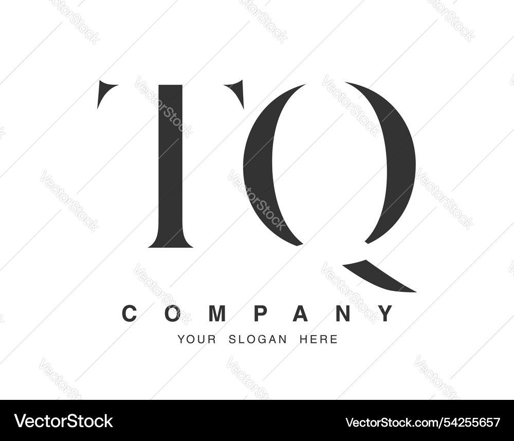 Tq logo design initial letter t and q serif font Vector Image