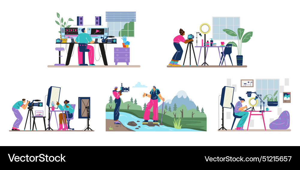 Video makers and motion designers set of flat Vector Image