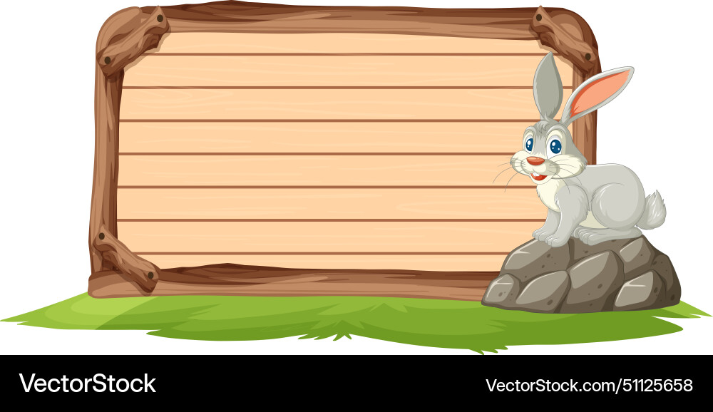 A rabbit next to blank sign Royalty Free Vector Image