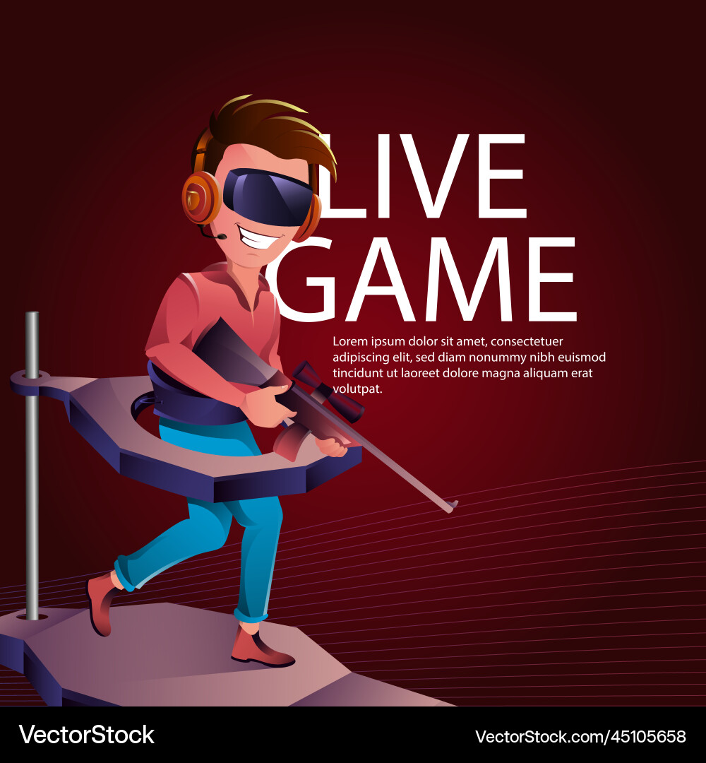 Banner design of live game Royalty Free Vector Image