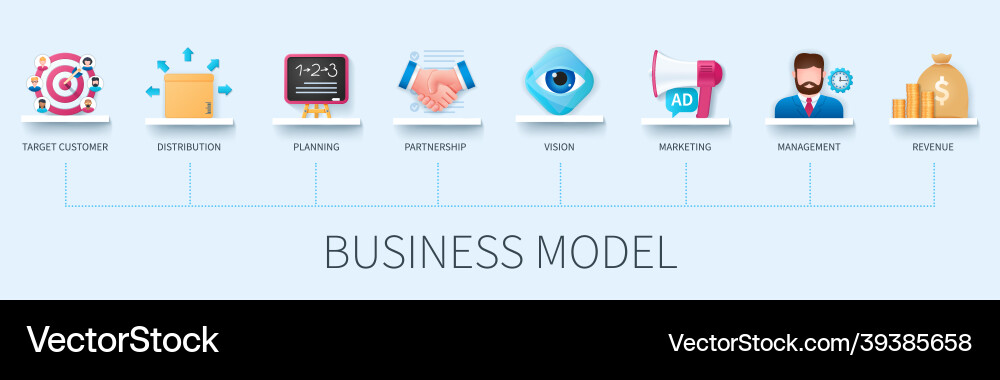 Business Model Icons & Strategy Royalty Free Vector