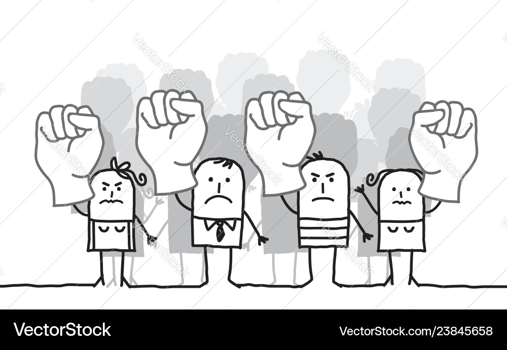 Cartoon protesting group of people Royalty Free Vector Image