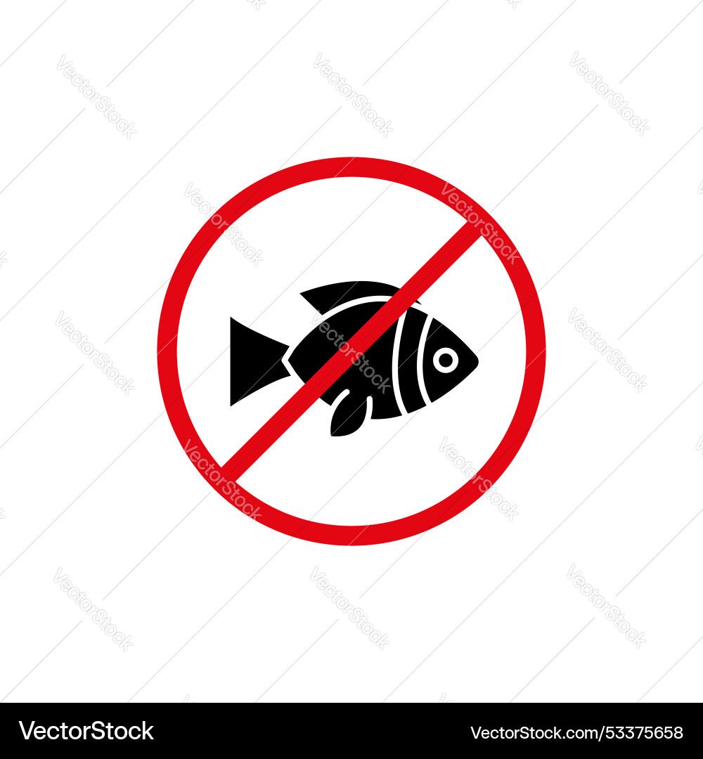 No fish icon set ban seafood rounded symbol Vector Image