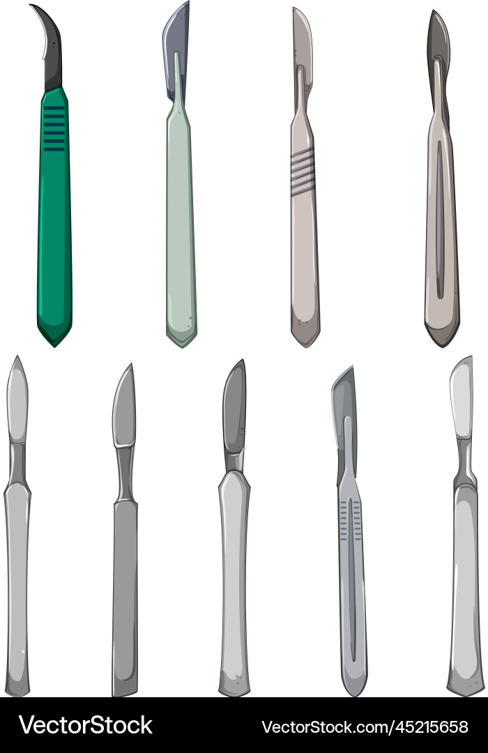 Scalpel surgery set cartoon Royalty Free Vector Image
