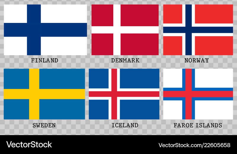 Scandinavian Flags - Nordic Countries Royalty Free Vector