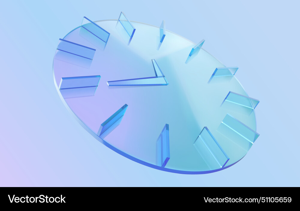 3d circle blue glass clock Royalty Free Vector Image