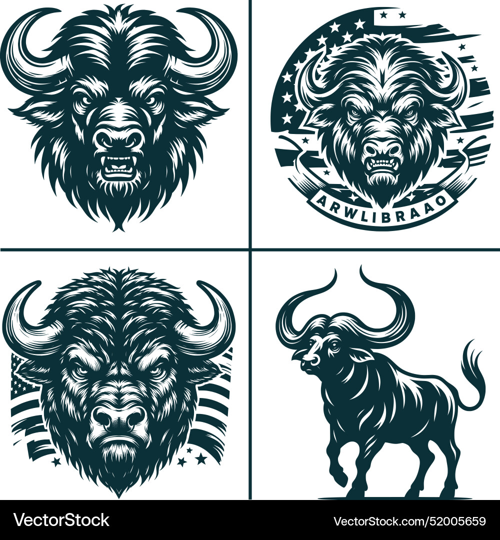 Bison buffalo silhouette svg filesbuffalo Vector Image