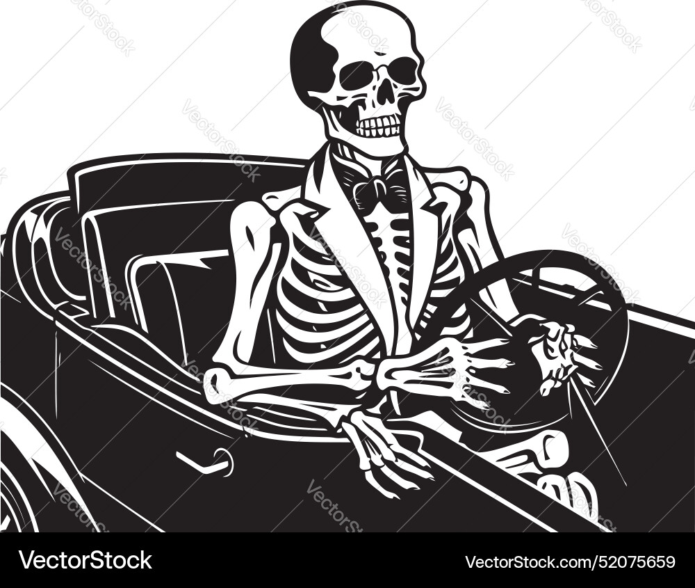 Bone ride skeleton driving car logo design Vector Image