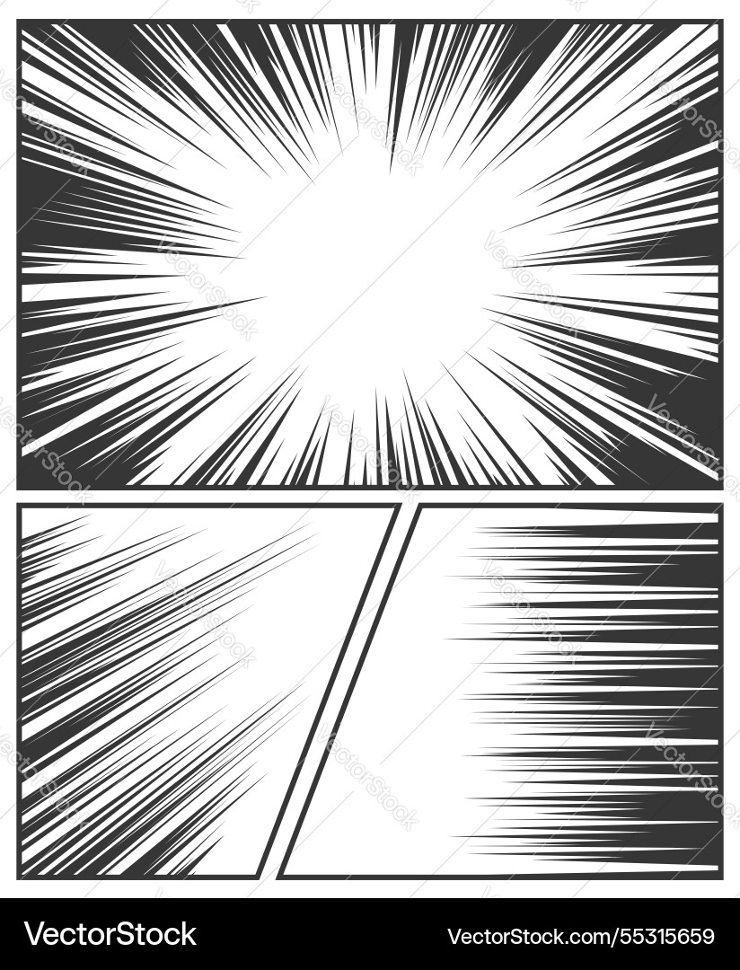Comic book speed lines template with radial burst Vector Image