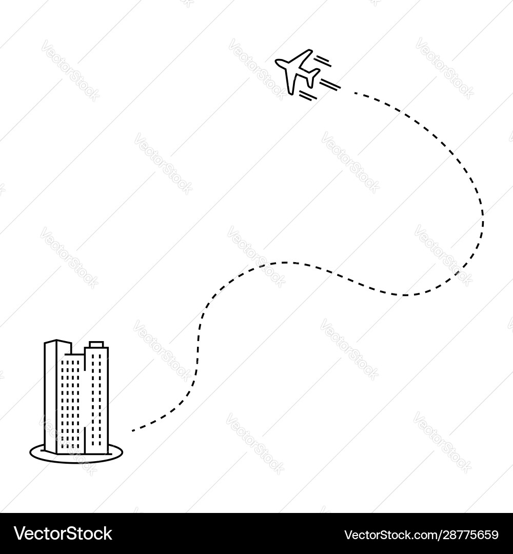 Plane with track in line style Royalty Free Vector Image