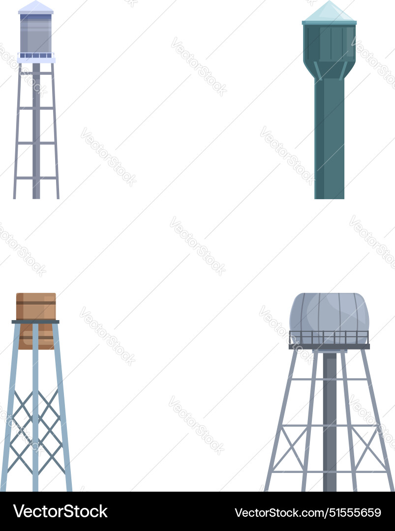 Set of four water tower Royalty Free Vector Image