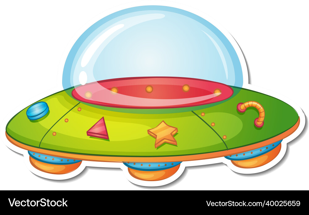 Sticker template with unidentified flying object Vector Image