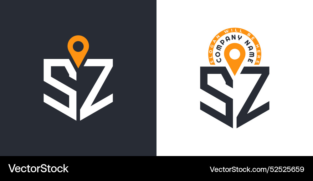 Sz location logo bundle letter dual icons Vector Image