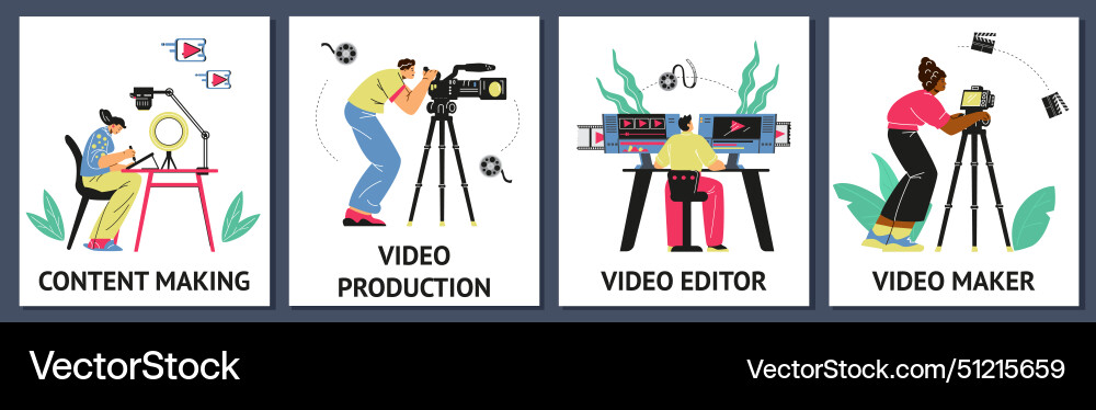 Video production posters set making content Vector Image