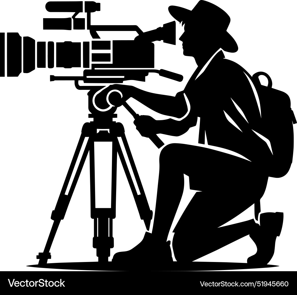 Cameraman silhouette isolated on a white Vector Image