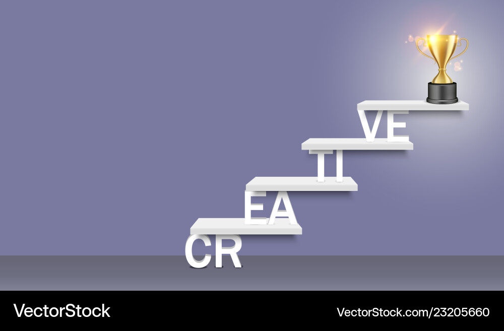 Creative word ladder with trophy cup Royalty Free Vector
