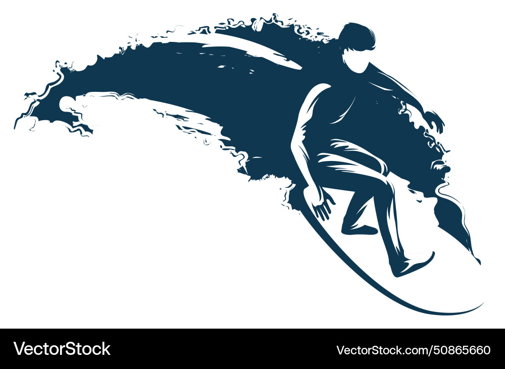 Drawing of a surfer on board Royalty Free Vector Image