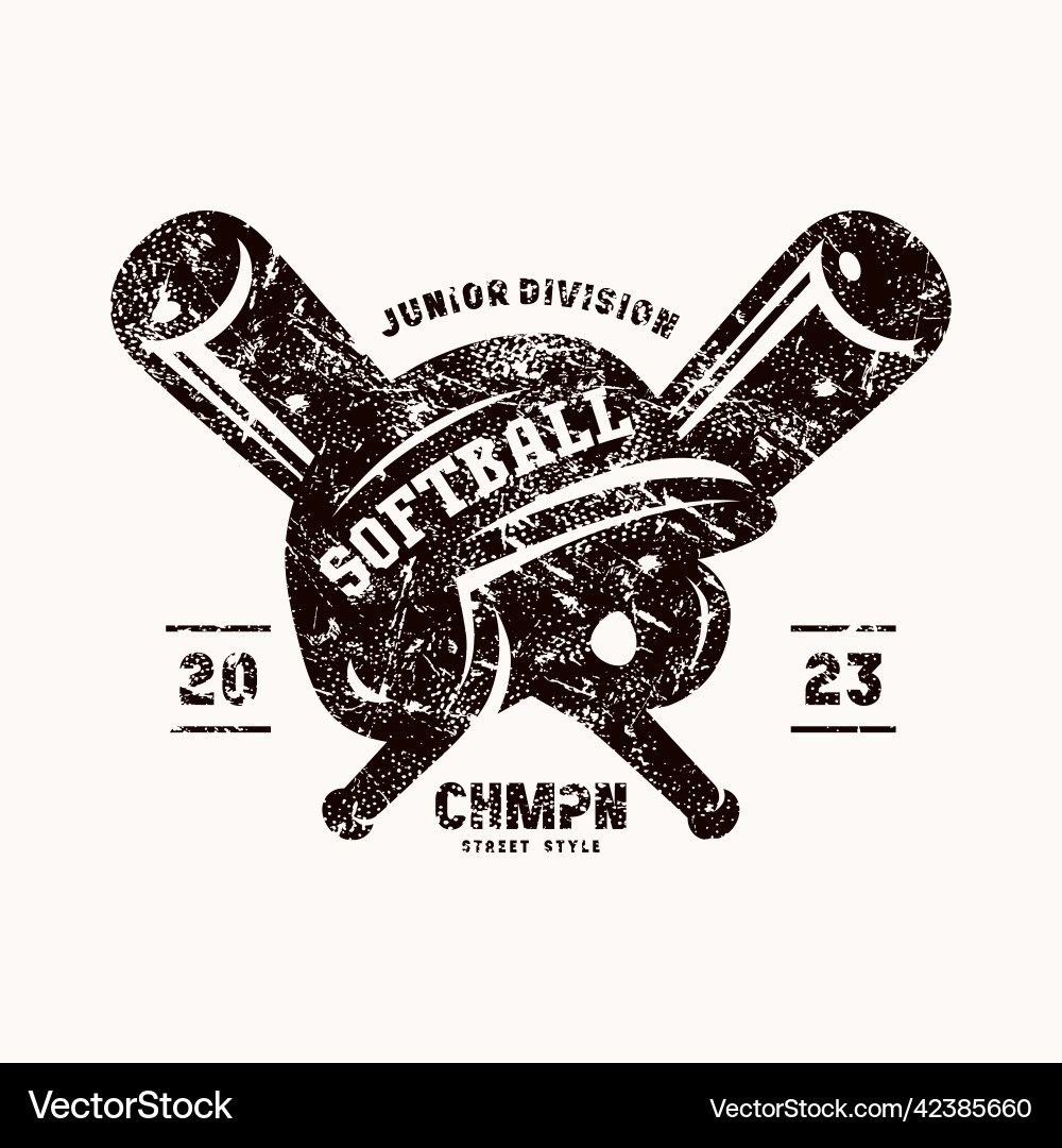 Emblem of softball championship Royalty Free Vector Image