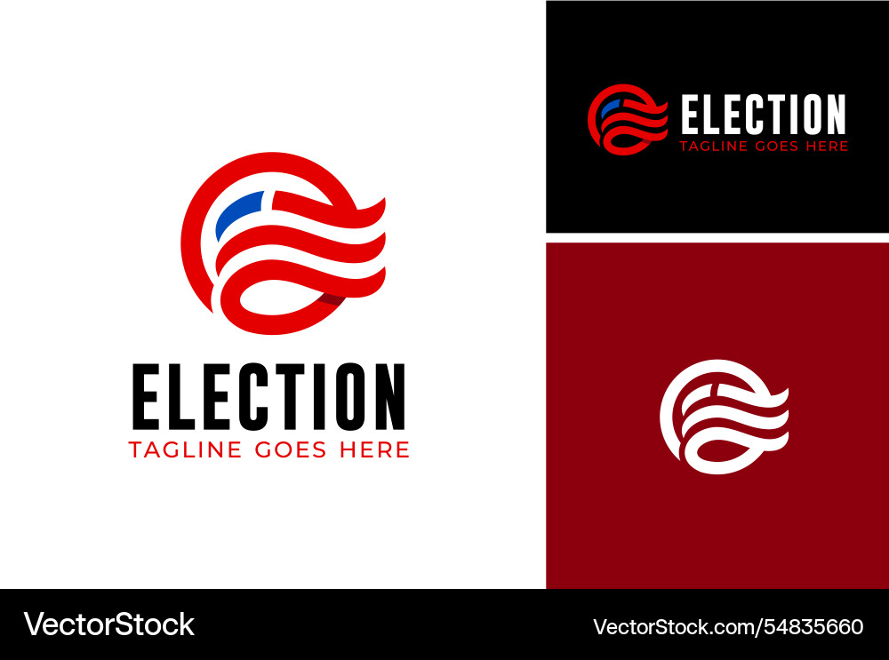 Letter e election waving fluttering flag logo Vector Image