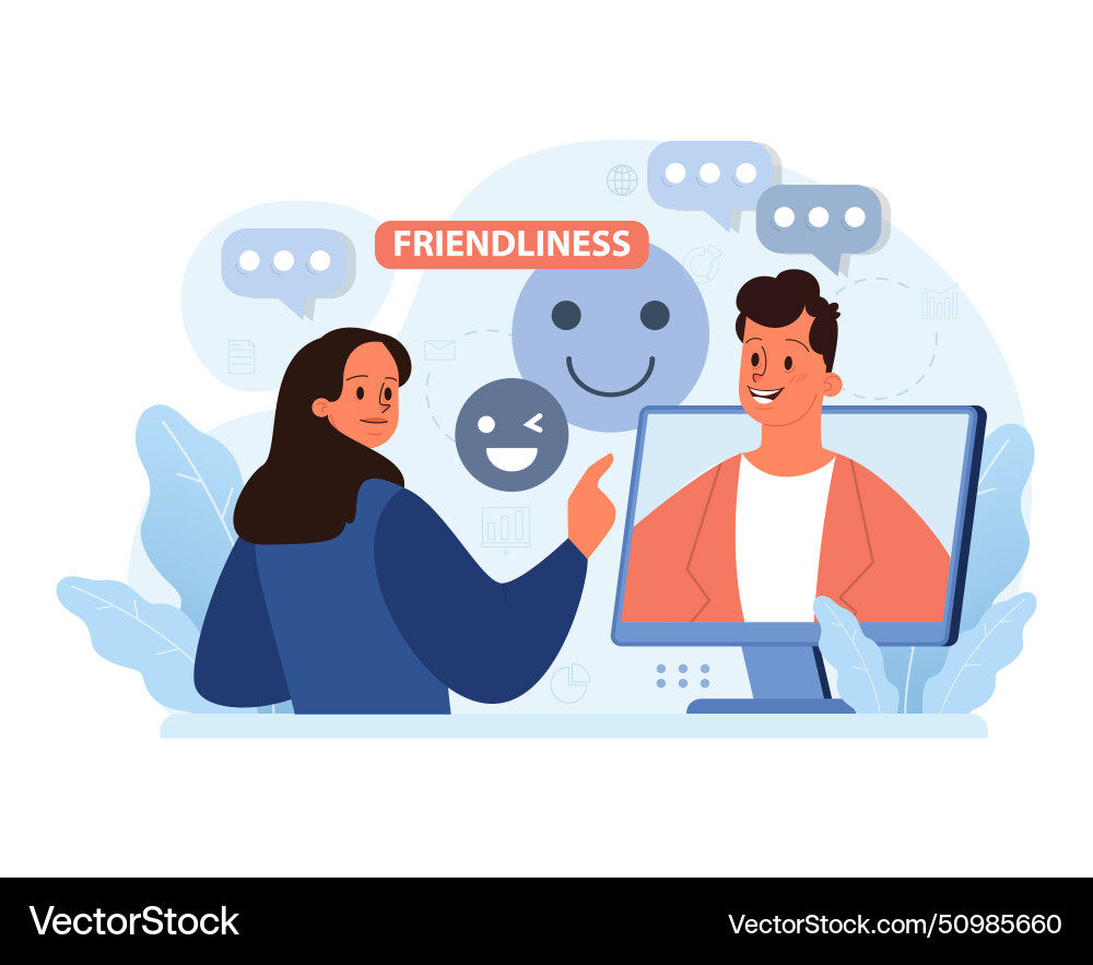 Online communication theme flat Royalty Free Vector Image