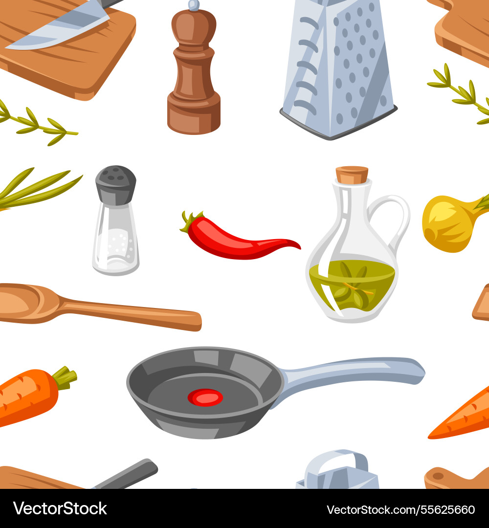 Pattern with kitchen utensils cooking tools for Vector Image