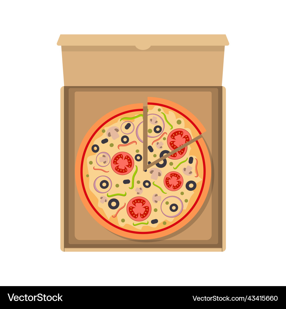 Pizza open box Royalty Free Vector Image - VectorStock