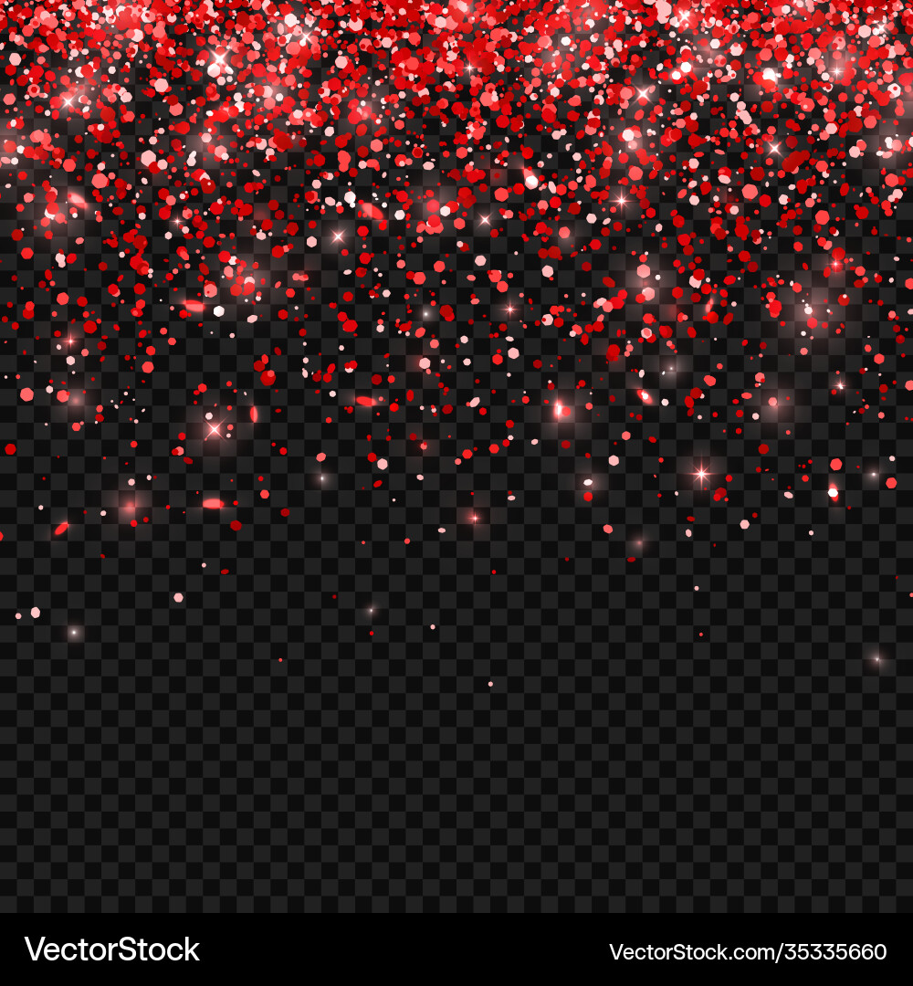 Red falling particles on transparent background Vector Image