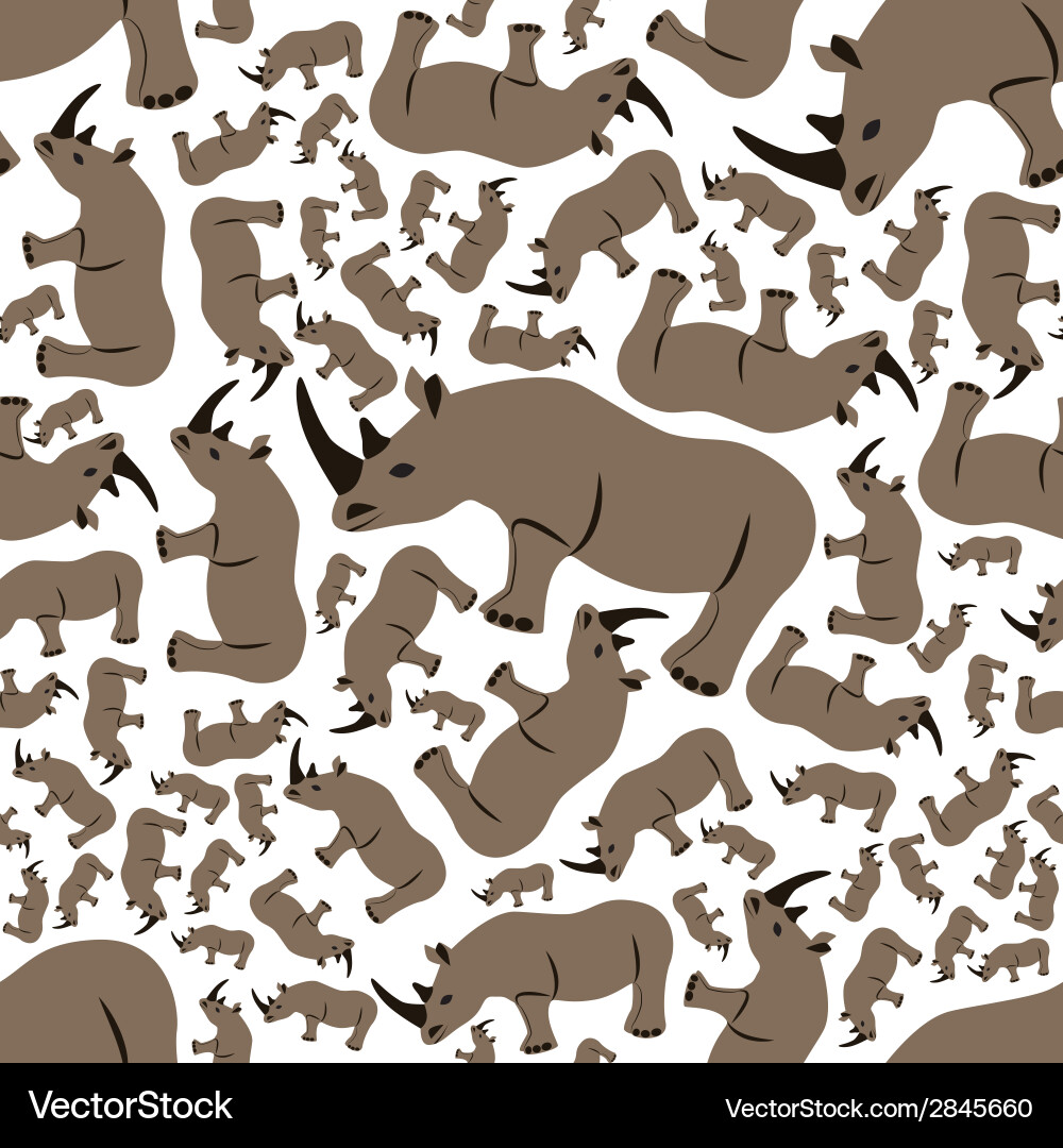 Seamless rhino pattern Royalty Free Vector Image