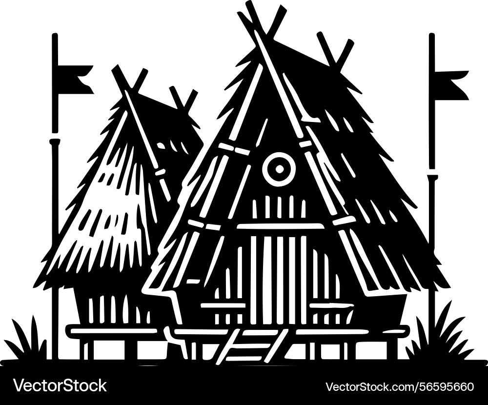 Simple icon of a mud huts logo design Royalty Free Vector