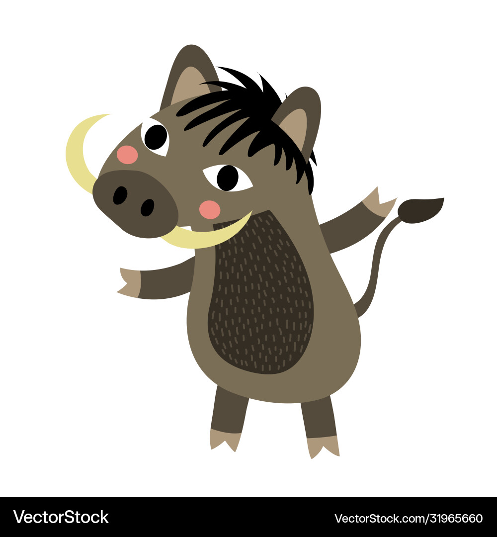 Warthog animal cartoon character Royalty Free Vector Image